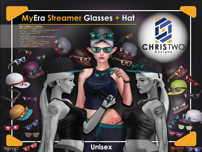 Second Life Marketplace - MyEra Streamer Glasses & Hat - [Chris Two ...